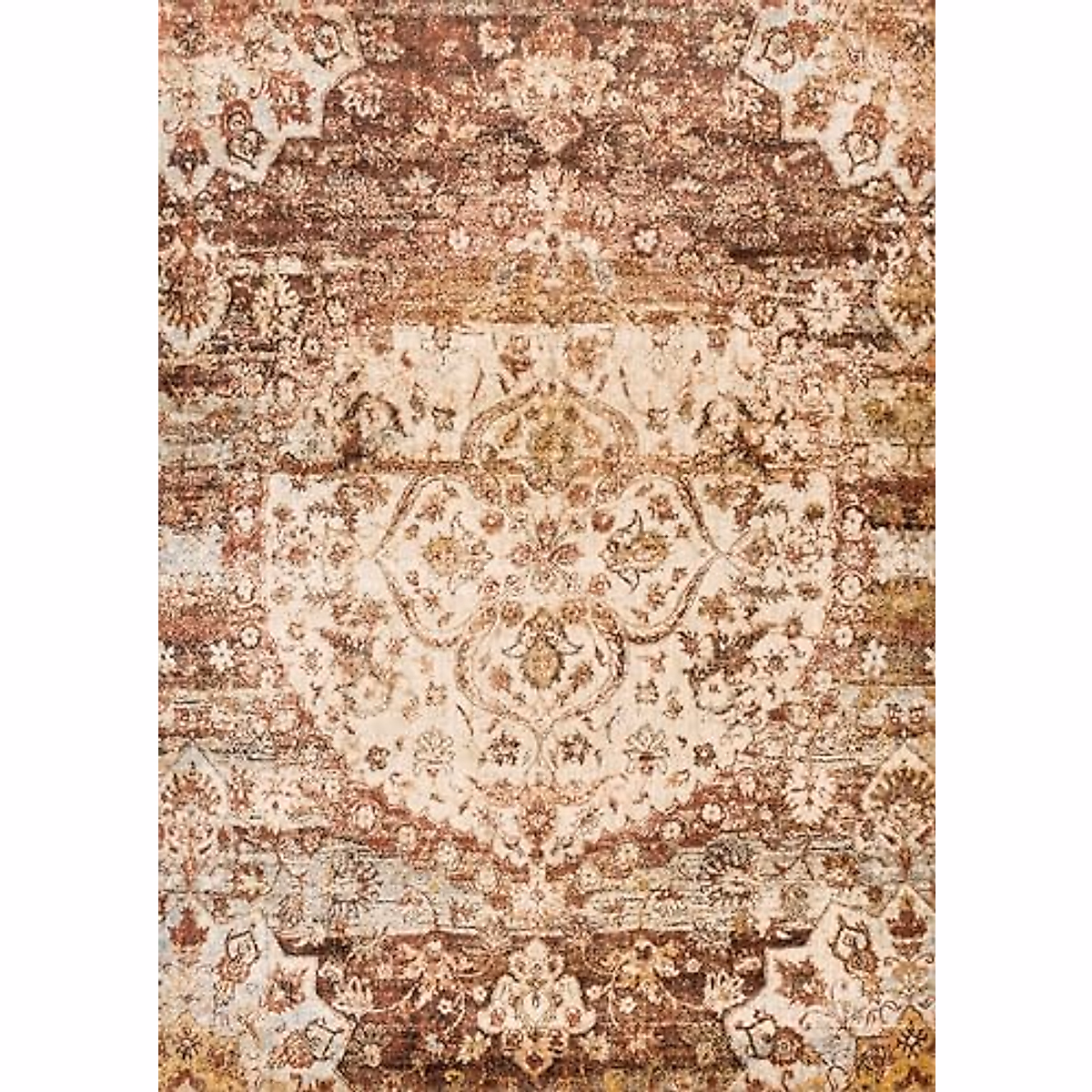 Loloi Anastasia 6'-7" x 9'-2" Area Rug in Rust/Ivory - Ornate & Traditional Designed Area Rugs for Living Room, Bedroom, Entryway & Hallway, No Shed High Traffic Area Home Decor Rug