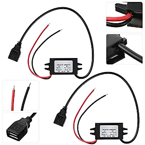 Weewooday 12v to 5v Dc Converter Buck Module USB Output Power Adapter Dc Car Power Converter Regulator(2 Pieces)