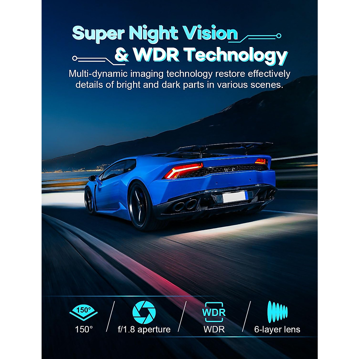 OMBAR Dash Cam 2K Built-in WiFi, Dash Camera for Cars with 0.96" LCD Display, Car Camera with 64G SD Card, Night Vision, Loop Recording, G-Sensor, 24 Hours Parking Monitor, APP, 150°Wide Angle