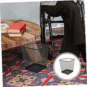 Cabilock Garbage Can Containers with Lids Garbage Container Bin Trashcan for Your Kitchen Basket Bins Lightweight Trash Garbage Bin Bedroom Mesh Trash Can Small Trash Can Bucket Black Iron