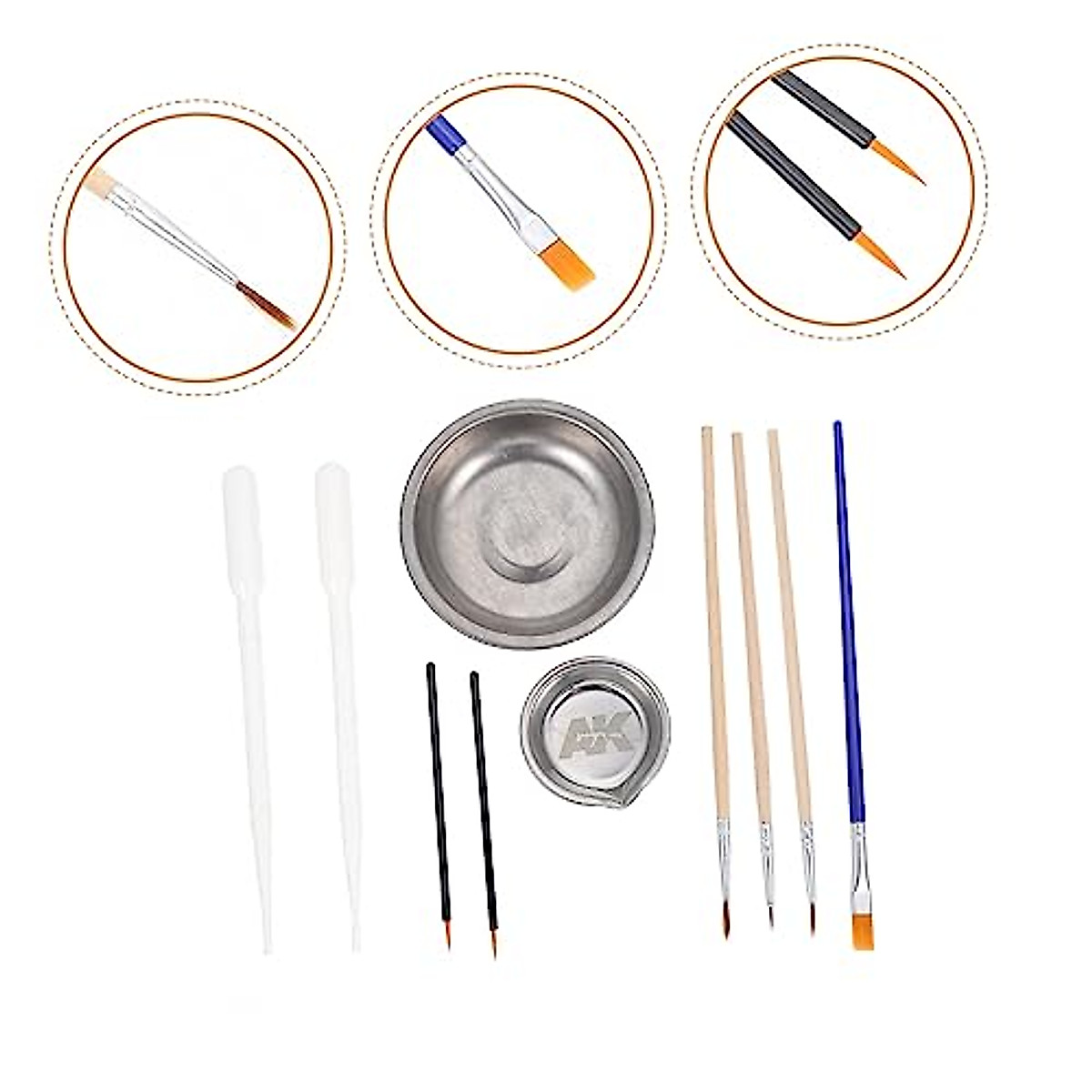 1 Set Figure Coloring Tool Miniature Paints Tools Watercolor Brush Set Oil Painting Micro Paint Brushes Paint Mixing Cups Painting Brush Figure Supply Figure Accessory