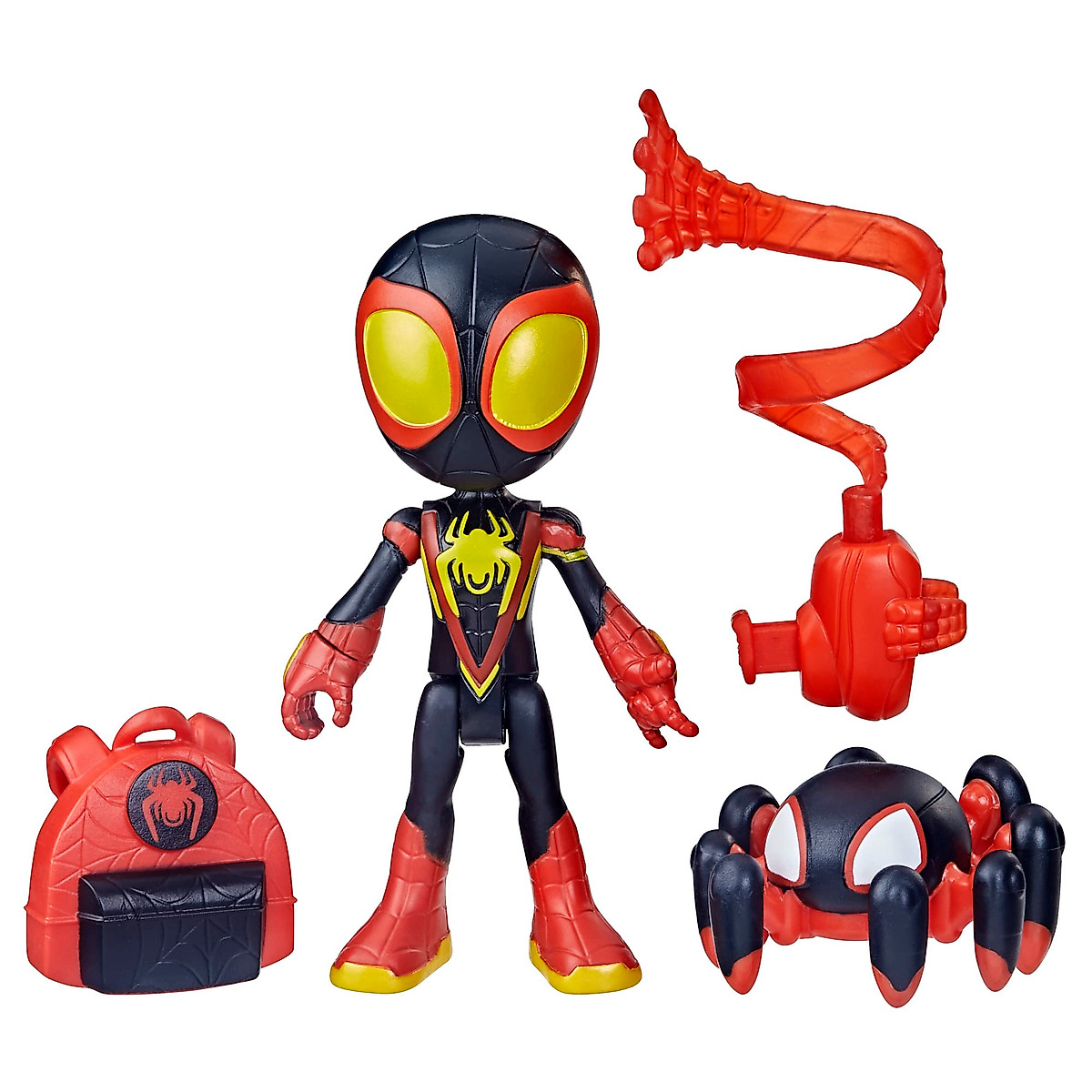 Spidey and His Amazing Friends Web-Spinners Miles Morales Spider-Man 4-Inch Figure with Accessories, Web-Spinning Accessory, Marvel Toys for Kids, Small