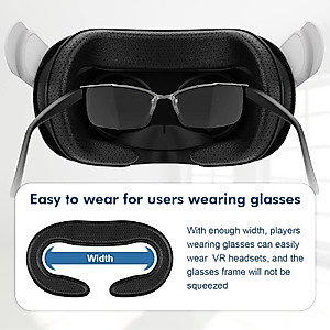 M AMVR Face Pad Compatible with Quest 2 Accessories, Face Pad Foam Replacement, with Fitness Facial Interface, Breathable PU Face Cushion and Lens Protector, Air-Circulation Design (Not for Quest 3)