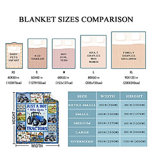 Tractor Blanket Farm Truck Blanket Gifts for Boys Kids Just A Boy Who Loves Tractors Blanket Super Warm Soft Throw for Bed Camping Sofa Decor Trucks Car Lover Gifts 30''x40''-XS