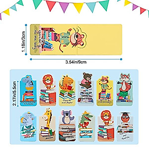 MWOOT 24Pcs Animal Magnetic Bookmarks, Magnet Page Markers Kit for Reading Lover, Creative Magnetic Page Clips Bookmark for Kids Students School Office Book Lovers Reading Supplies (12 Styles,5.5x3CM)