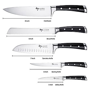 MAD SHARK Knife Set, Professional 5 Piece Kitchen Chef Knife Set, German High Carbon Stainless Steel Ultra Sharp Knives Sets, Ergonomic Handle Home Cooking Perfect Cutlery Set Gift