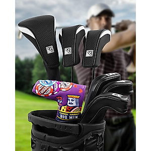 BIG TEETH Golf Hybrid Iron Head Cover 9Pcs Hybrid Head Covers Set Long Hybrid Iron Covers, Golf Club Covers W/Big NO. for Cleveland Launcher, Cobra T Rail Hybrid Irons (1set of 9pcs(4-9,P,A,S))