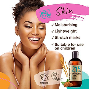 Naissance Sweet Almond Oil 8 fl oz - Pure & Natural, Vegan, Non GMO, Hexane Free, Cruelty Free - Ideal for Haircare and Skincare, Aromatherapy & Massage