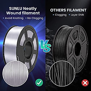 3D Printer Silk Filament and PLA Meta Filament, SUNLU Shiny Silk PLA Filament 1.75mm, Smooth Silky Surface, Great Easy to Print for 3D Printers, Dimensional Accuracy +/- 0.02mm, Silk Silver 1KG, Black