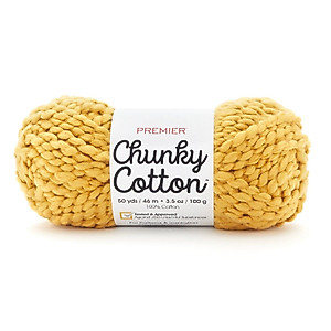 Premier Yarns Chunky Cotton Yarn, Ideal Yarn for Crocheting and Knitting, Super Bulky Yarn, Machine-Washable, Mustard, 3.5 oz, 50 Yards