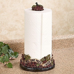 Live Love Laugh Grapes Paper Towel Holder Port - Tuscan Style Decor - Themed Holders for Kitchen, Dining Room - Painted by Hand