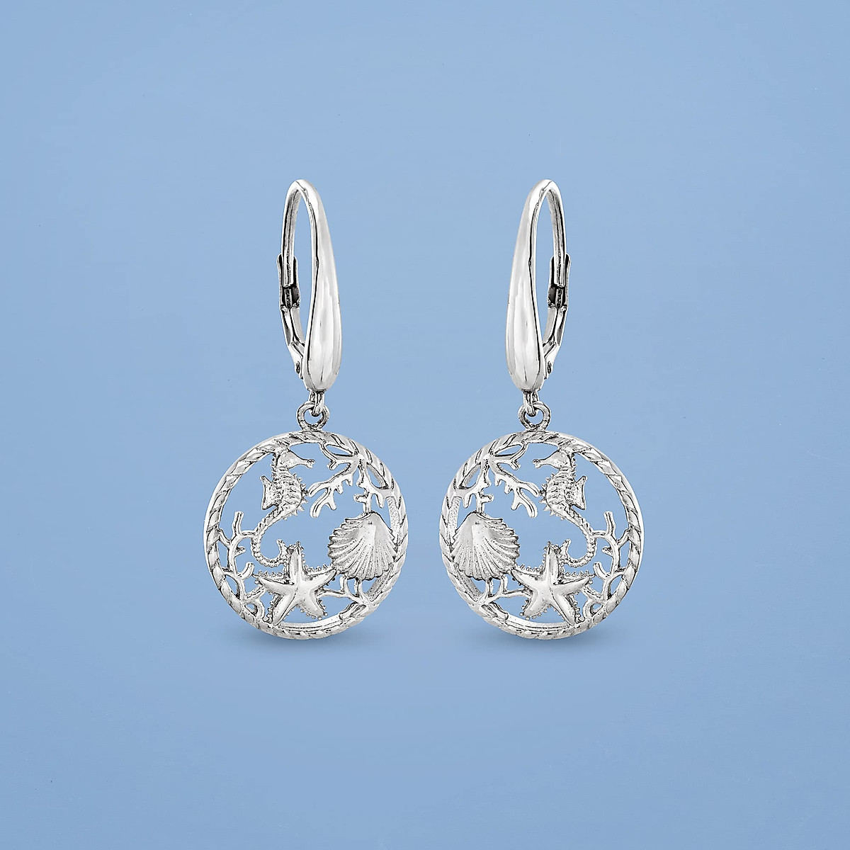 Ross-Simons Sterling Silver Sea Life Drop Earrings