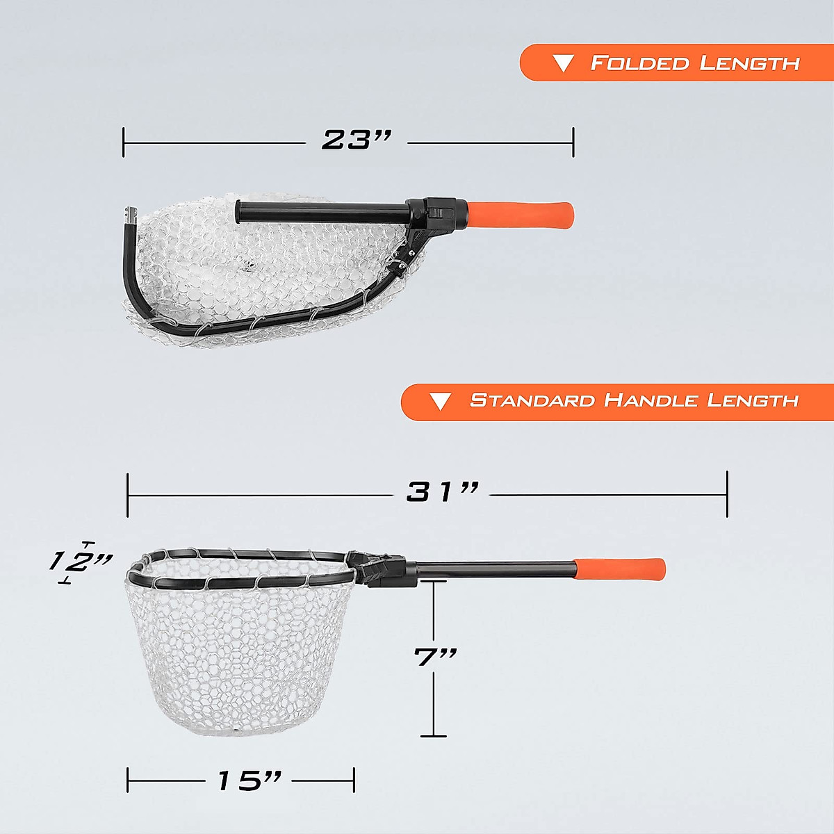 KastKing Brutus Fishing Net, Fish Landing Net, Lightweight & Portable Fishing Net with Soft EVA Foam Handle, Holds up to 44lbs/20KG, Fish-Friendly Mesh for a Safe Release, Silicone S