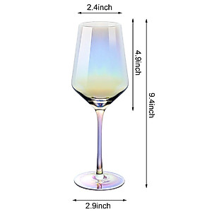YOLIFE Wine Glasses, 14 oz Iridescent Wine Glasses Set of 2, Crystal Long Stem Wine Glasses