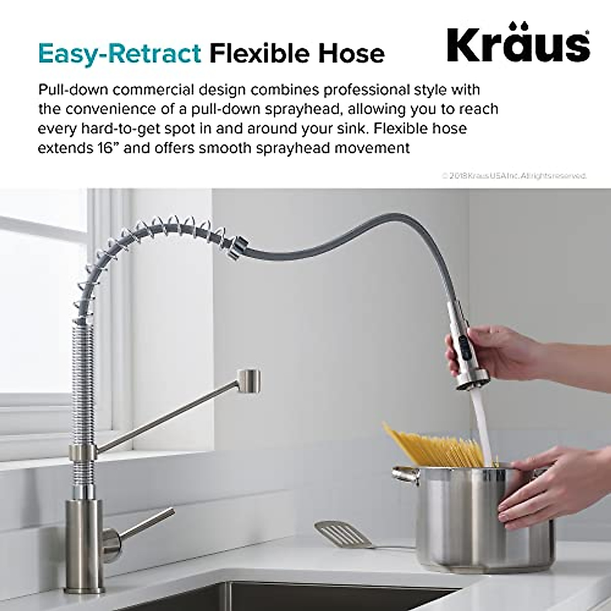 KRAUS 24-inch 18 Gauge Pax Laundry and Utility Sink Combo Set with Bolden 18-inch Kitchen Faucet and Soap Dispenser, Stainless Steel Chrome KHU24L-1610-53SSCH