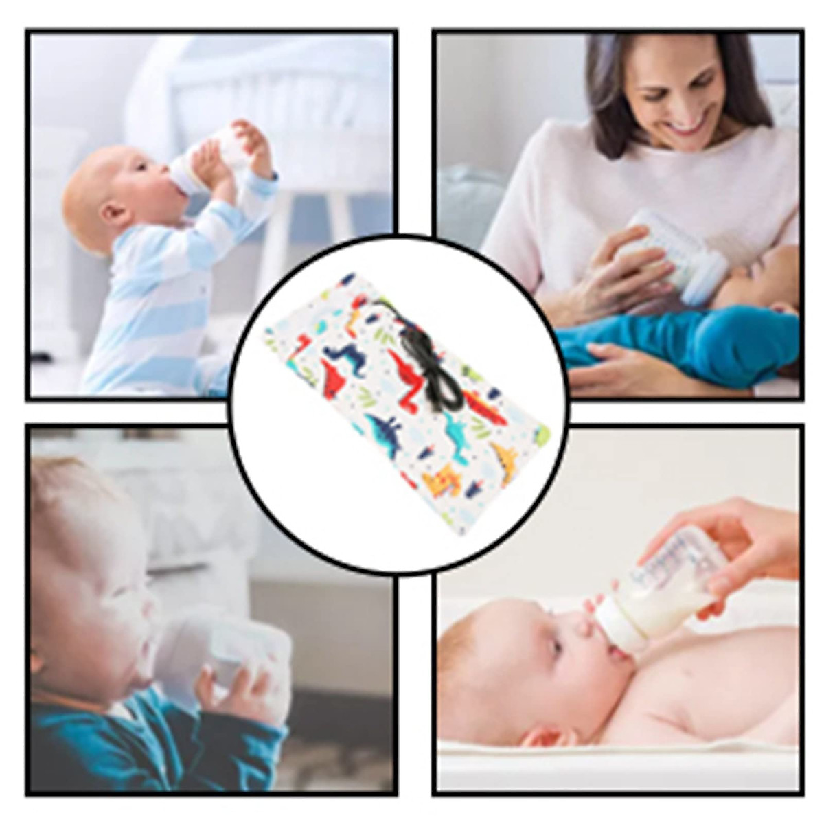 Portable Bottle Keep Warm, USB Travel Milk Heat Keeper Cotton Spandex Blend No Fluorescent Agent Baby Bottle Keep Warmer for Baby Milk (Dinosaur)