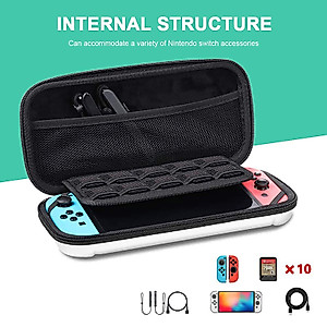 CALLCASE Carrying Case for Nintendo Switch OLED / Switch - Shockproof Protective Hard Shell Storage Bag for NS Console and Accessories, Portable Travel Pouch Bag with 10 Game Card Slots - Silver