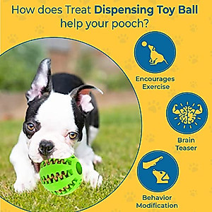 SunGrow 2 Pack Treat Dispensing Dog Toys, 2.75" Interactive Puppy Puzzle Teething Food Ball Toys for Small Large Dog Puppy Cat, Pet Treat Feeder Interactive Teeth Training Ball for Oral Care