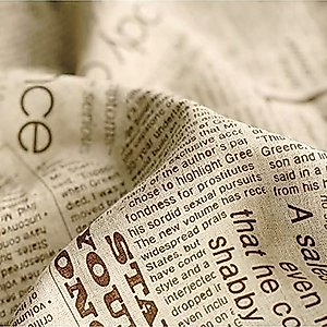 Sheicon Cotton Linen Fabric by The Yard 60" Wide Decorative Printed Fabric for DIY Projects and Tablecloth Making Color Newspaper Brown Size 1 Yard