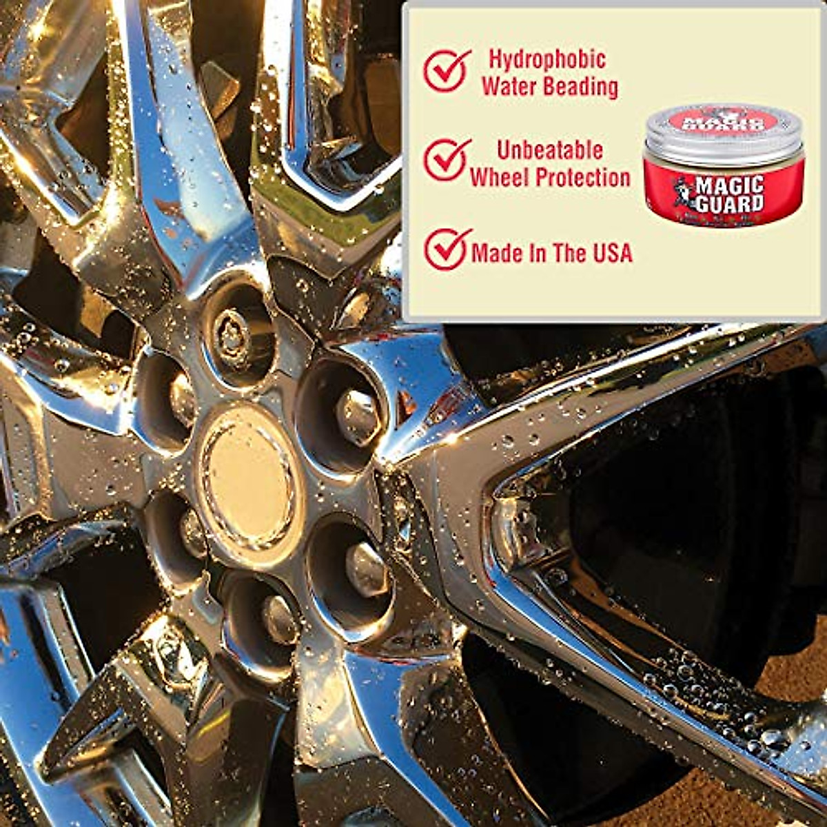 Magic Guard – Best Wheel Wax – Sealant & Protection for All Wheels – Easy Removal of Brake Dust & Road Grime - Hydrophobic – Acid, Corrosion & Moisture Resistant – Made in USA – 8 oz 