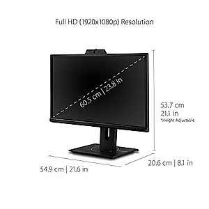 ViewSonic VG2440V 24 Inch 1080p IPS Video Conferencing Monitor with Integrated 2MP Camera, Microphone, Speakers, Eye Care, Ergonomic Design, HDMI DisplayPort VGA Inputs for Home and Office