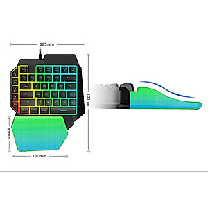 One Handed RGB Mechanical Gaming Keyboard, Computer Mechanical Gamer Keypad Portable Mini Single Keyboard for PUBG Gaming with Eye Catching Lighting