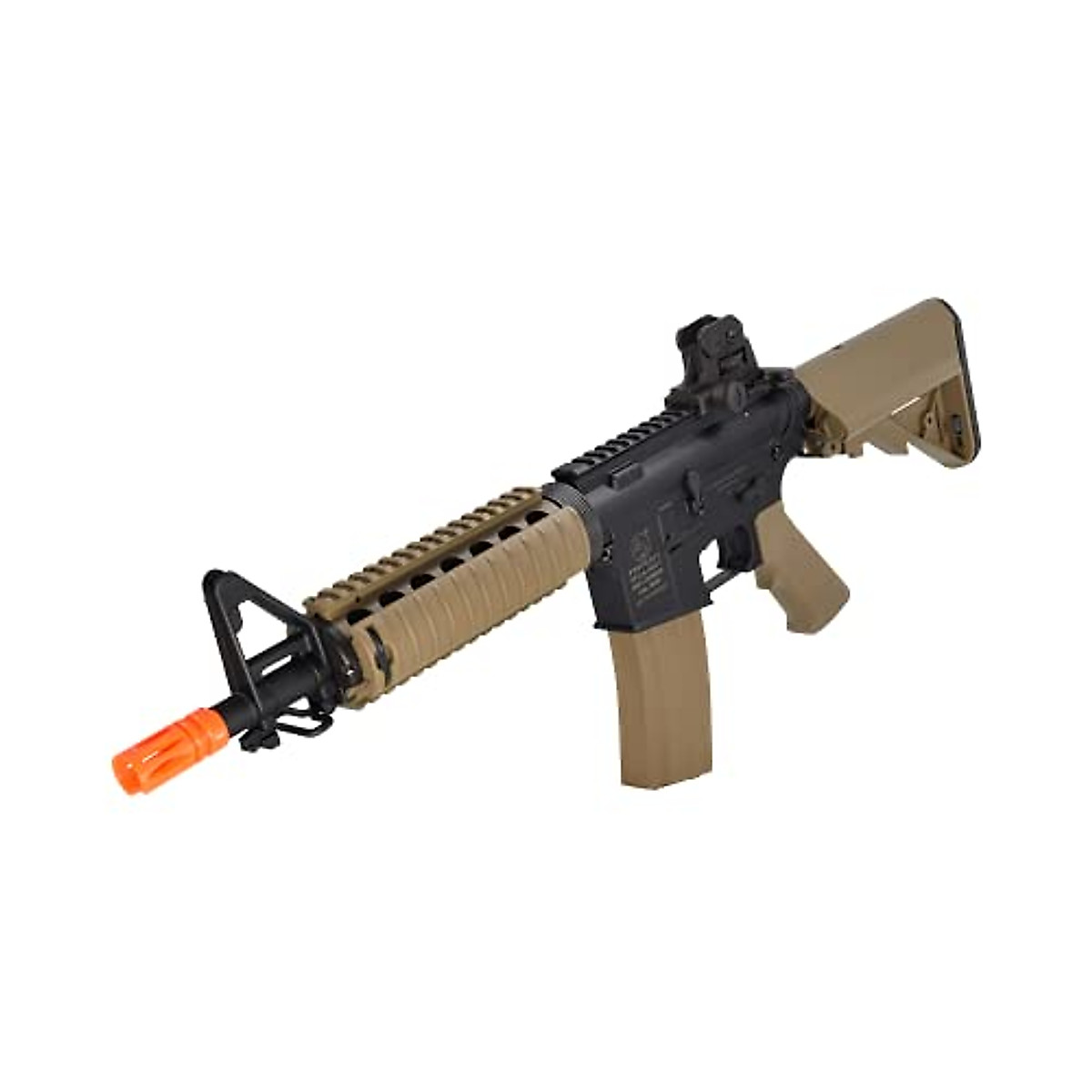 SOFT AIR USA Colt M4A1 M4 CQBR AEG Electric Airsoft Rifle with Adjustable Hop-Up, Dark Earth/Tan, 453 FPS