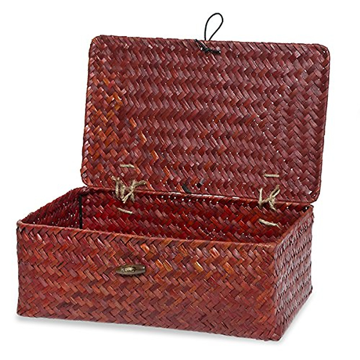 The Lucky Clover Trading Seagrass Storage Lid-10in Basket, Red
