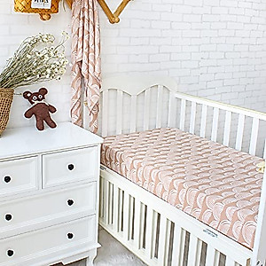 LifeTree Muslin Crib Sheets for Girls and Boys, 70% Viscose from Bamboo and 30% Cotton Boho Fitted Baby Crib Sheet for Standard Crib Mattress & Toddler Bed Mattress (52"x28") - Rainbow Pattern