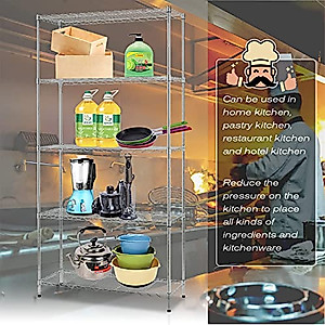 HCY 5-Tier Storage Shelf Heavy Duty Storage Shelving Unit NSF Height Adjustable Metal Storage Rack for Laundry Bathroom Kitchen Garage Pantry Organization - 14"x36"x72" (Chrome)