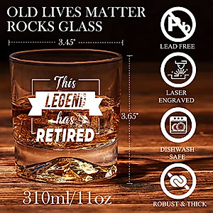 Retirement Gifts for Men Dad, The Legend Has Retired Whiskey Glass, Funny Gag Gift for Christmas, Happy Retired Gifts for Him, Husband, Coworkers, Bourbon Scotch Gift Ideas, Unique Stocking Stuffers