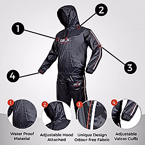 DEFY Heavy Duty Sauna Suit for Weight Loss Full Body Wrap Hoodie Men Women Anti-Rip Sweat suit Gym Workout Exercise Gear