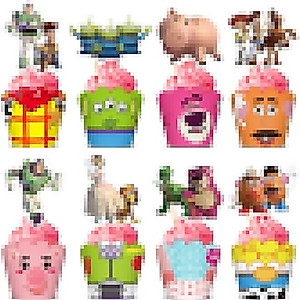 48 Pcs Toy Theme Birthday Party Supplies Favor, Cake Decorations Toy Cupcake Toppers and Toy Cupcake Wrappers Set with 24 Pcs Cupcake Toppers, 24 Pcs Cupcake Wrappers for Cartoons Video