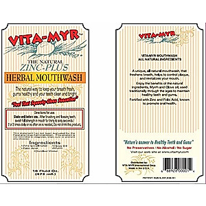 3 Pack VITA-MYR 16 Oz Effective Herbal Zinc-Plus Mouthwash