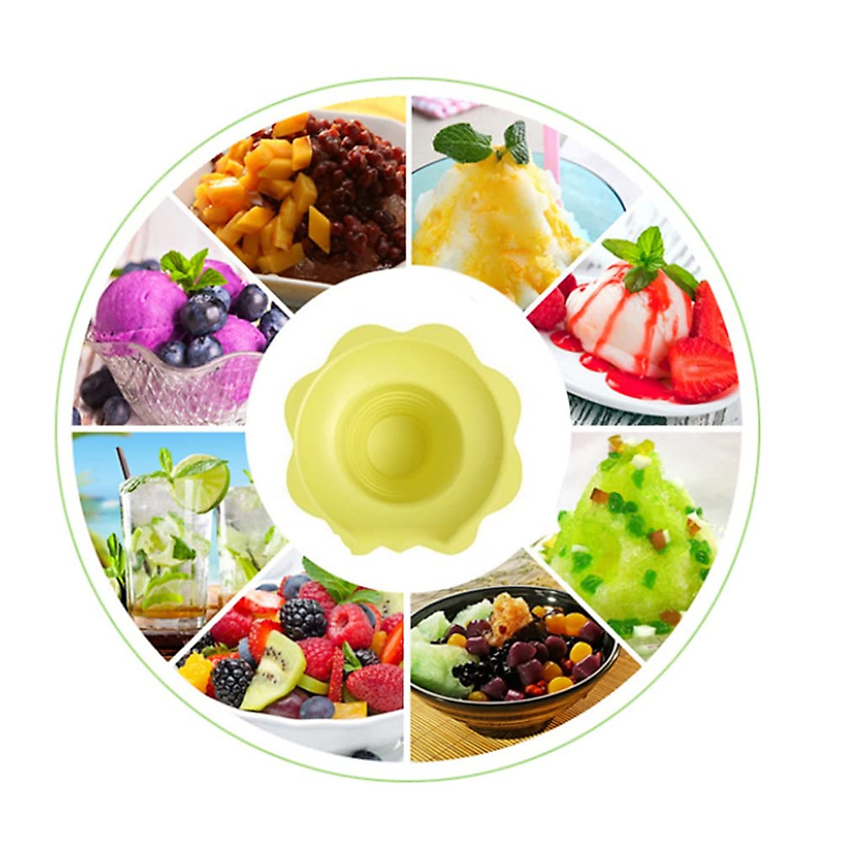 Qixivcom 60 Pack Disposable Ice Cream Cup 4oz Cone Cup Flower Shaved Smoothie Ice Bowl Flower Drip Cup Small Bowl Perfect for Cold Drink Cups for Ice Cream, Shaved Ice, Fruit Smoothie (Yellow)