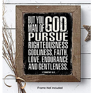 Christian Gifts for Men - Religious Gifts for Men - Catholic Gifts for Men - Religious Wall Decor - Masculine Christianity - God Wall Decor - 1&2 Timothy - Scripture Bible Verse Wall Art Decorations