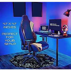 Blek Designs - (47” x 47”) Anti-Slip Gaming Chair Mat, Office Chair Mat for Hardwood Floor & Tile, Scratch Resistant Desk Chair Mat, Rug for Rolling Chair, Computer Chair Mat for Home Office, Pack-1