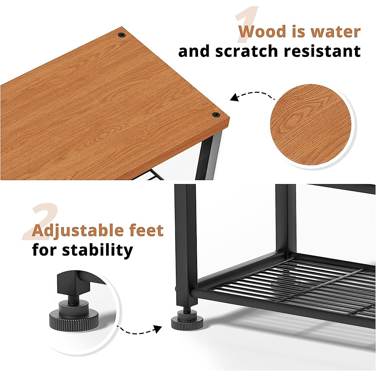 Simple Trending-5 Tier Extra Large Shoe Rack, Rolling Shoe Storage Organizer and Heavy Duty Casters with Brake for Closet Entryway, Steel Frame, Industrial, Rustic Wood and Black