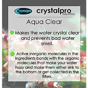 Crystalpro Water Clarifier 4.22 Oz - Aqua Clear Treats 660 Gallons - Water Clarifier for Fish Tank Clears Cloudy Water for Freshwater Aquariums and Fish Pond - Aquarium Water Clarifier