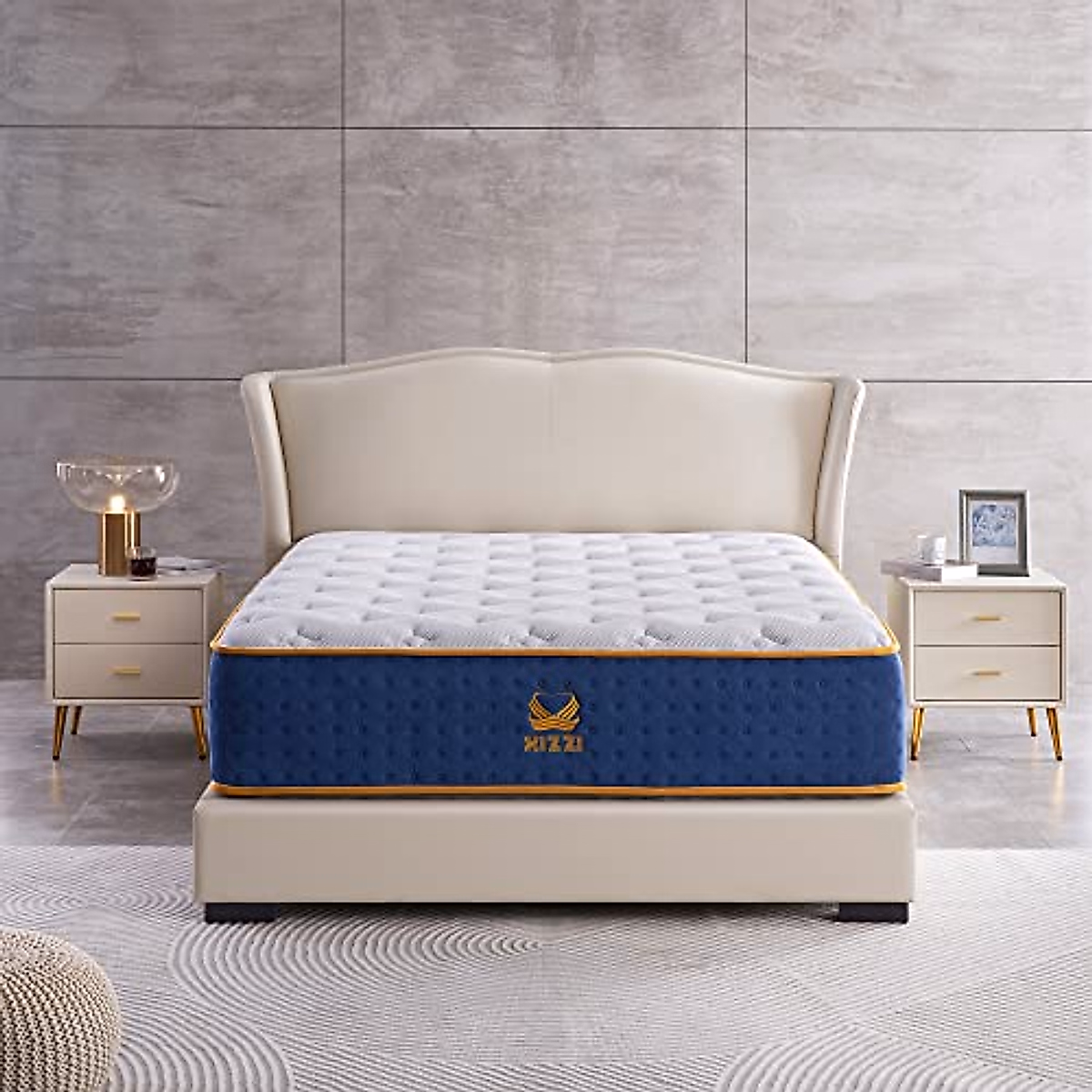XIZZI Queen Mattress 14 Inch Hybrid Memory Foam Mattress with Pocket Spring,Mattress in a Box,Queen 14 Inch Blue
