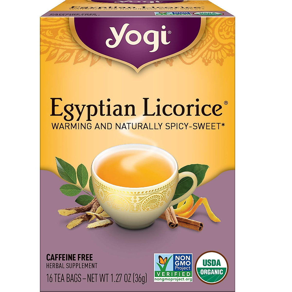 Yogi Tea - Egyptian Licorice Tea (6 Pack) - Warming and Naturally Spicy Sweet - Soothing and Caffeine Free - 96 Organic Herbal Tea Bags