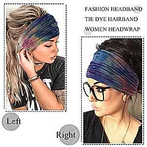 Aceorna Wide Headbands Stretch Turban Knotted Hairbands Elastic Yoga Workout Sweatband Running Sport Head Scarf Large African Head Wraps for Women 4 Pcs (Set A)