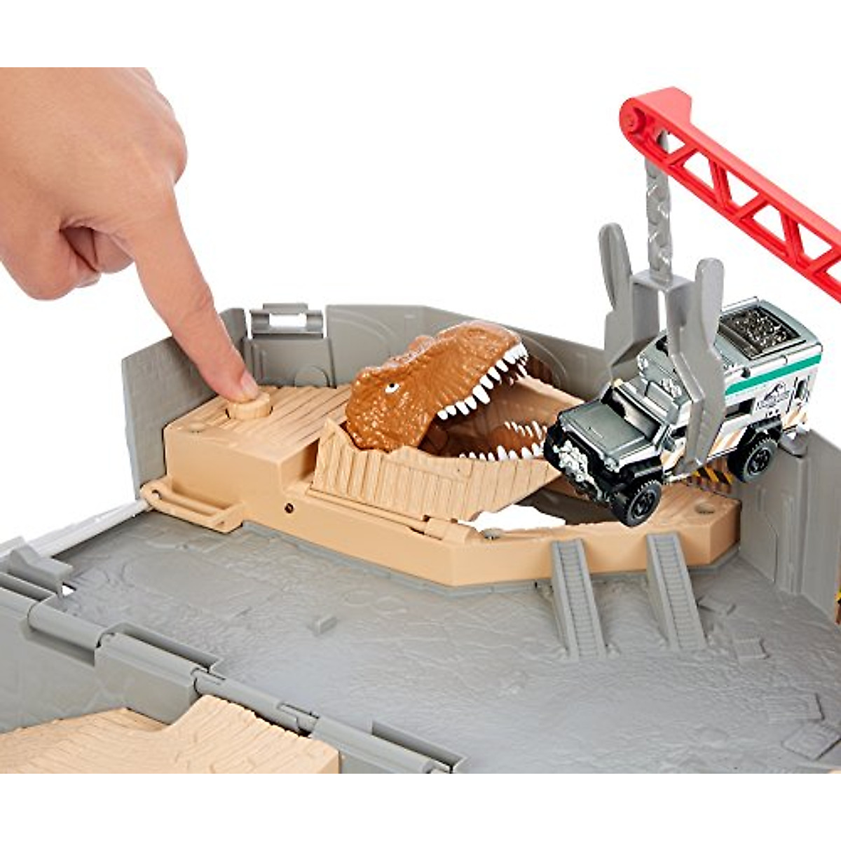 Jurassic World Toys Matchbox Harbor Rescue Playset, Dock, Ramps, Crane, Habitat Pen, Push Button Trigger, Triceratops Dino Action Figure, Off Road vehicle, Folds Up for Easy Storage, Portable