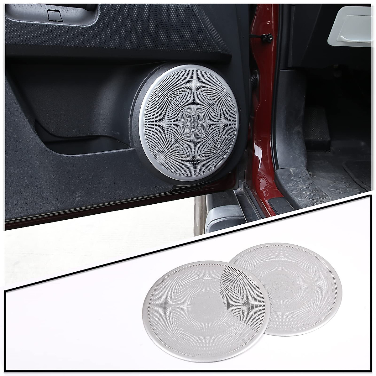 LLKUANG Car Front Door Speaker Horn Net Kit for Toyota FJ Cruiser 2007-2021 Stainless Steel Trunk Woofer/Speaker Cover Trim Accessorise (Front door speaker)