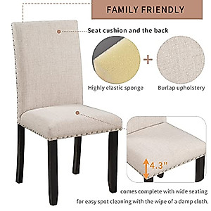 LZ LEISURE ZONE Dining Table Set Kitchen Dining Table Set for 4, Wood Table and Chairs Set (White/Beige, 5 Piece)