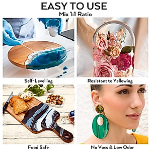 Nicpro 72OZ Crystal Clear Epoxy Resin Kit, Casting and Coating Art Resin Supplies for Craft Tabletop, Jewelry Making, Molds, Art Painting with 16 Mica Powder, Gold Foil Flakes, Measuring Cups and More