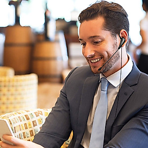 ALTEAM Wired Mono Single Headset One Hook Design Earphone Earbud with Bendable Boom Arm Mic, Adjustable Ear Angle and Earhook Length, 15mm Driver, 3.5mm TRRS Plug for Smart Mobile Cellphone Tablet PC