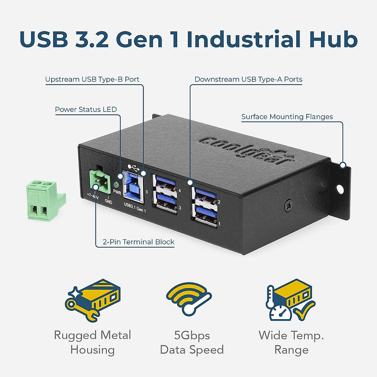 4 Port USB 3.2 Gen 1 Powered Hub w/ESD Surge Protection