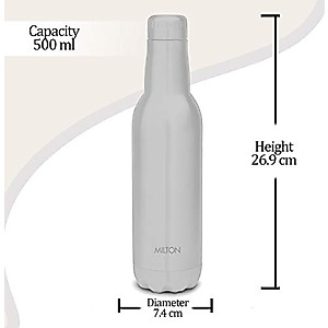 Milton Pride 600 Thermosteel Vaccum Insulated Hot & Cold Water Bottle, 500 ml, Brown