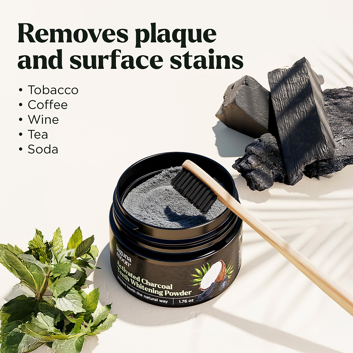 Activated Charcoal Teeth Whitening Powder - 50g Natural Coconut Charcoal, Effective Teeth Stain Remover and Toothpaste Alternative - Safe for Gums Or Enamel